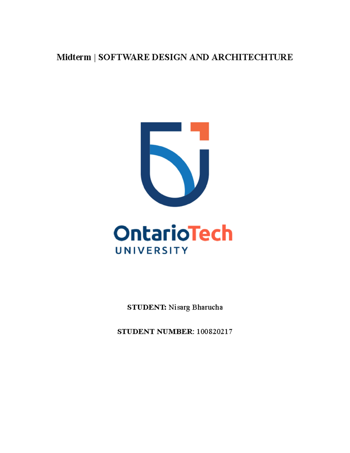 Midterm Software Design AND Architechture - Midterm | SOFTWARE DESIGN ...
