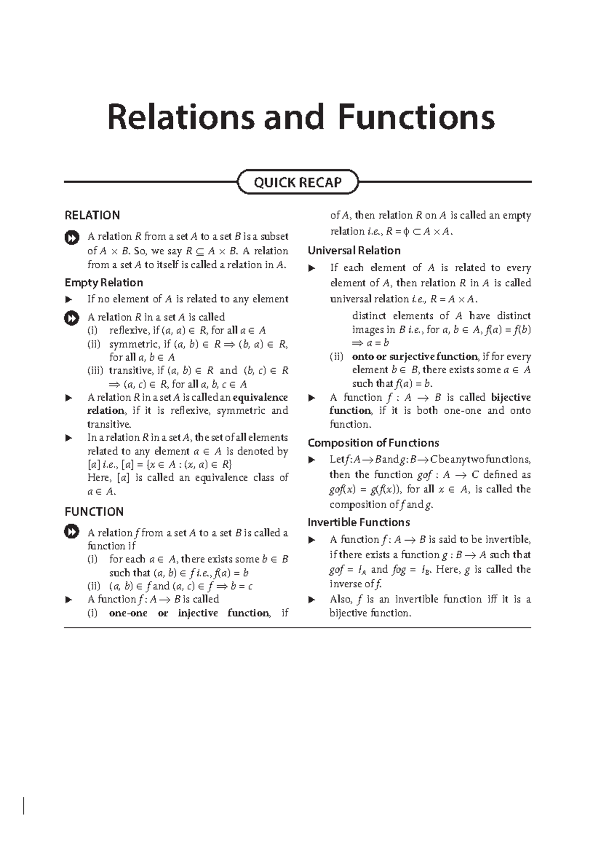 Relation and function (PYQ ) - 8 A relation R in a set A is called (i ...