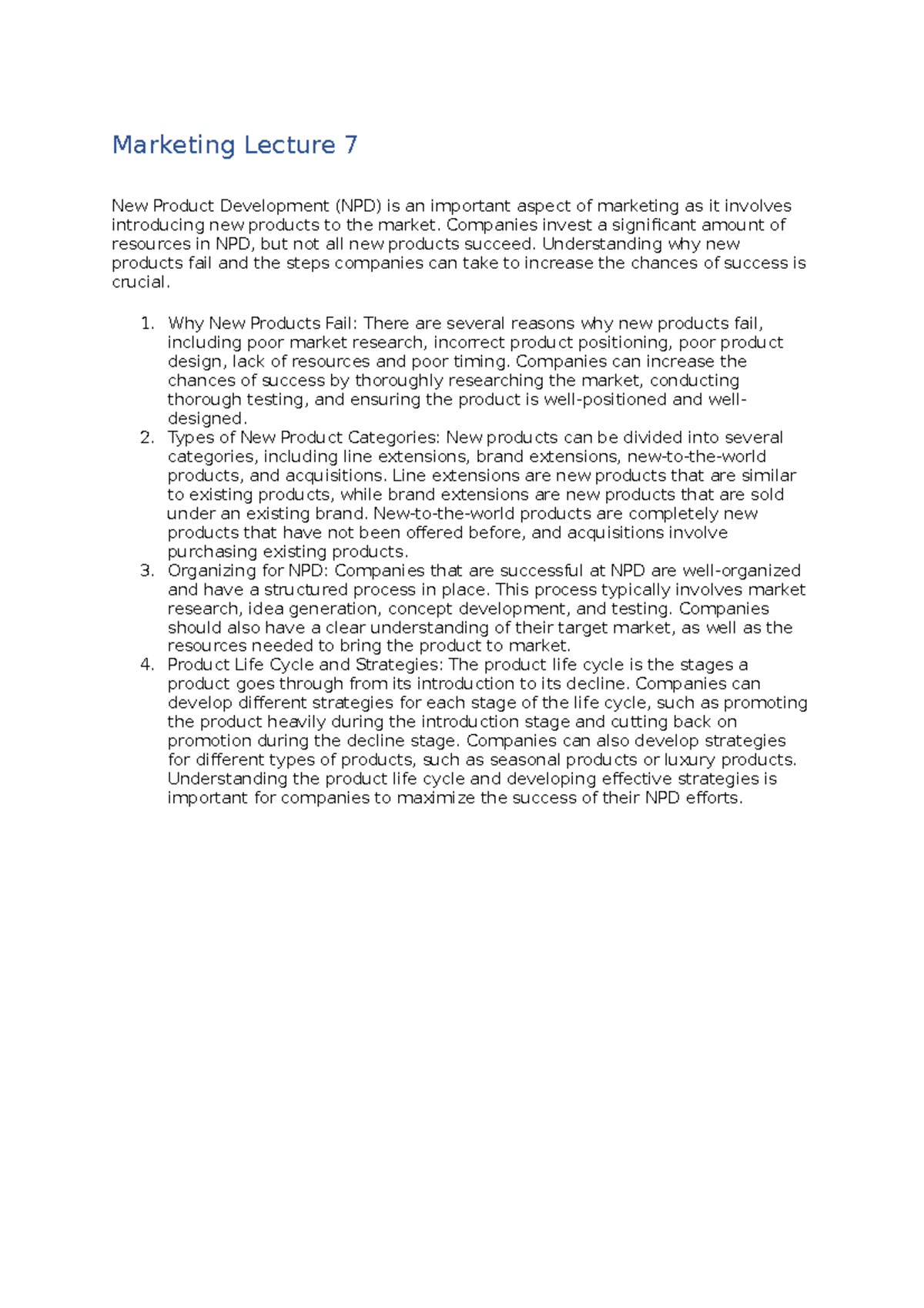 MKTG1203-Lecture 7 - Notes from lecture 7 in MKTG1203 - Marketing ...