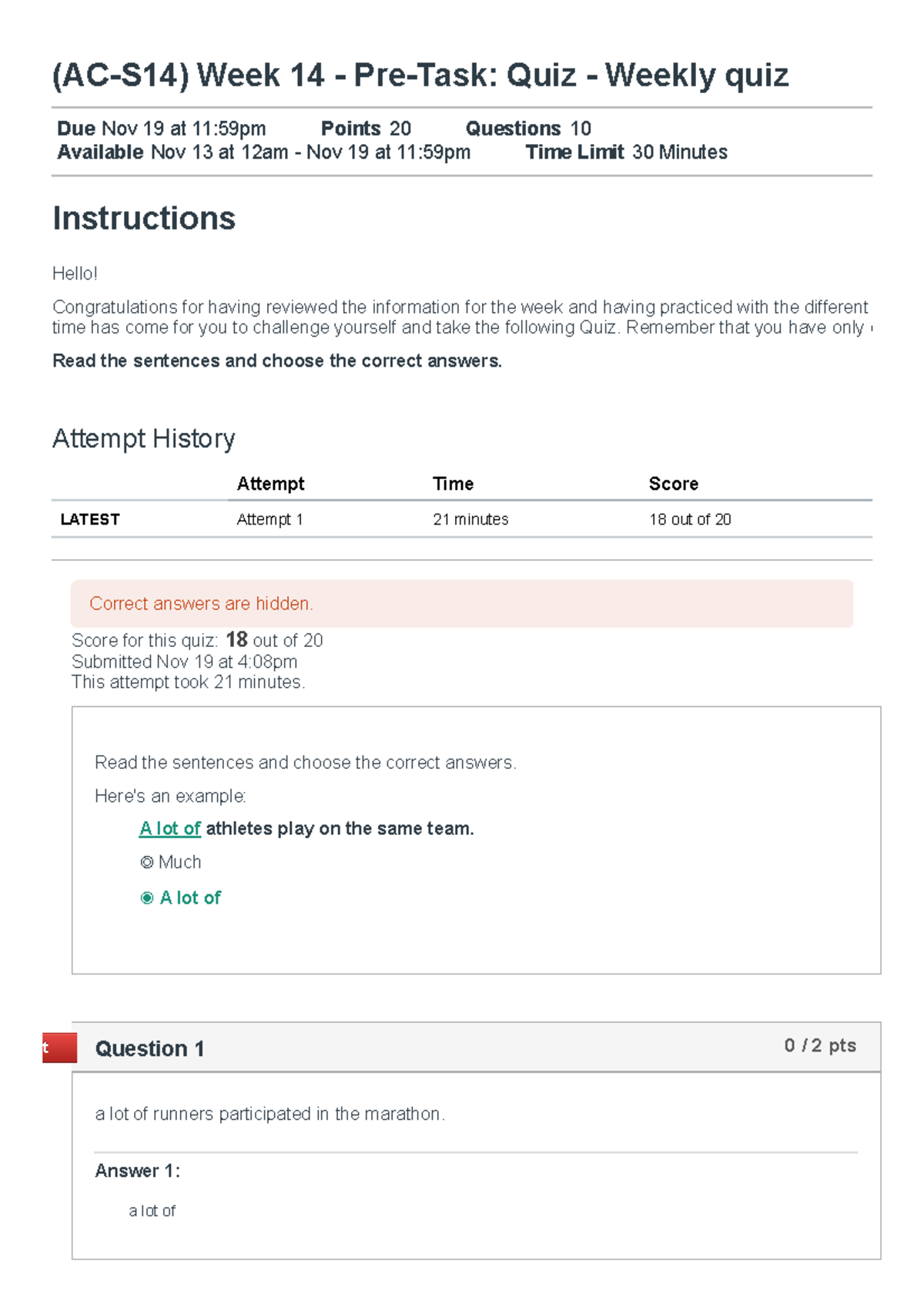 (AC-S14) Week 14 - Pre-Task Quiz - Weekly quiz Ingles III - (AC-S14 ...