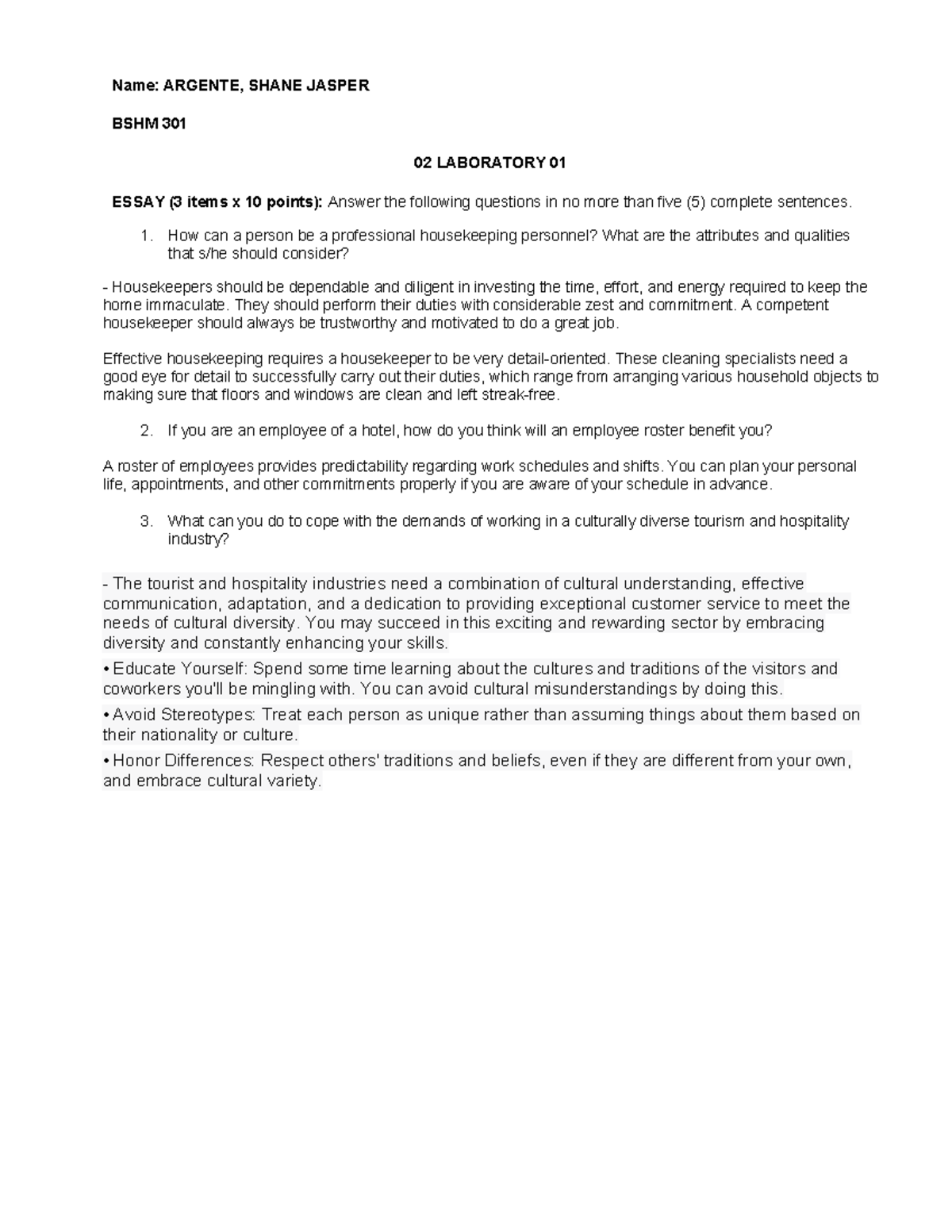 02 Laboratory Worksheet 12 Jasper - Name: ARGENTE, SHANE JASPER BSHM ...