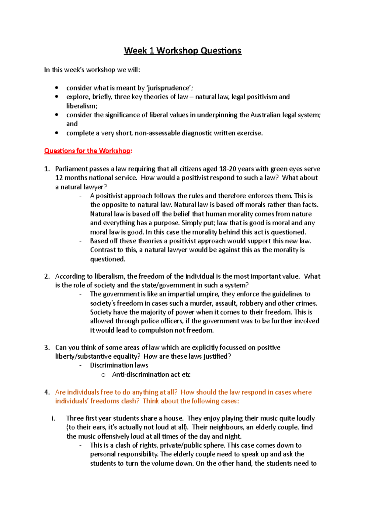 Week 1 workshop questions - Week 1 Workshop Questions In this week’s ...