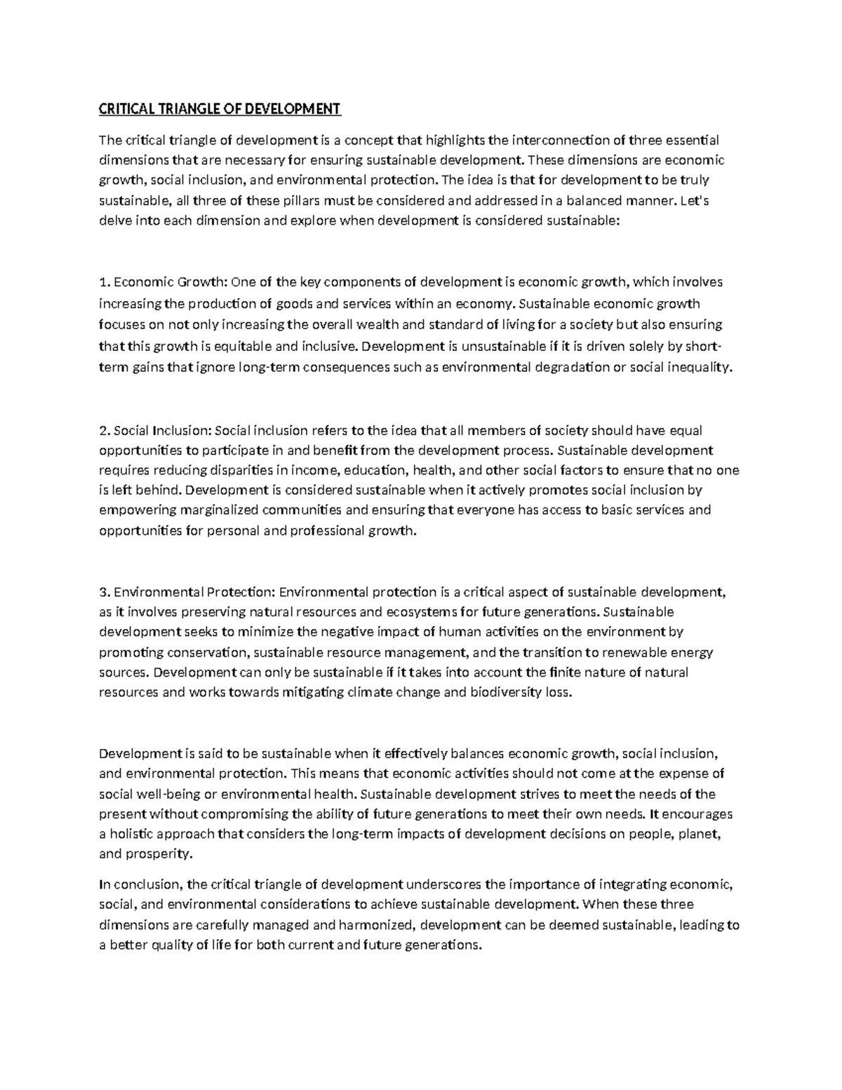 Critical Triangle OF Development by Lewis Achea - CRITICAL TRIANGLE OF ...