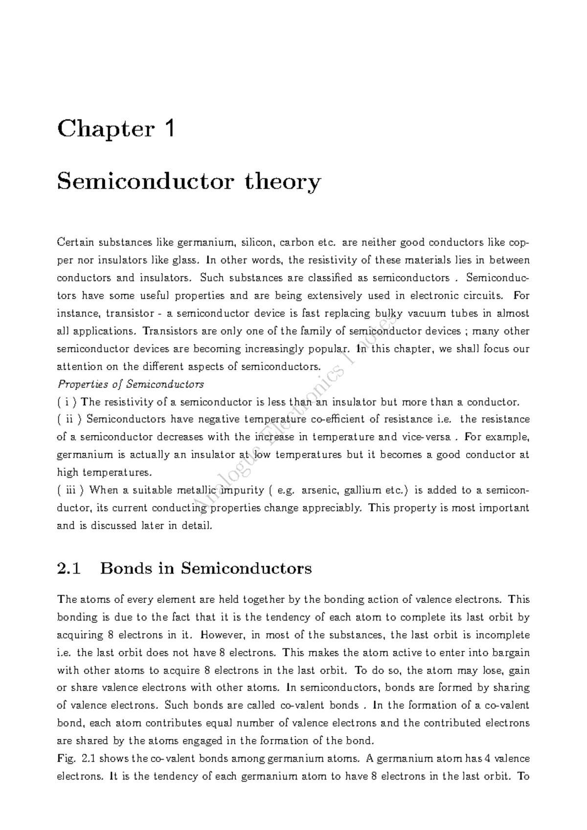 Chapter 1 Semiconductor Theory - Analogue Electronics I notes ...