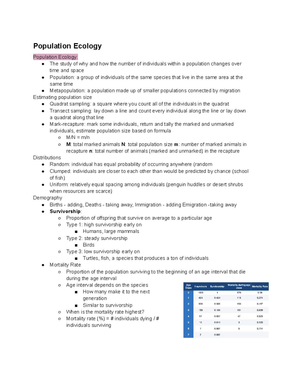 Ecology part 2 population ecolofy - Population Ecology Population ...