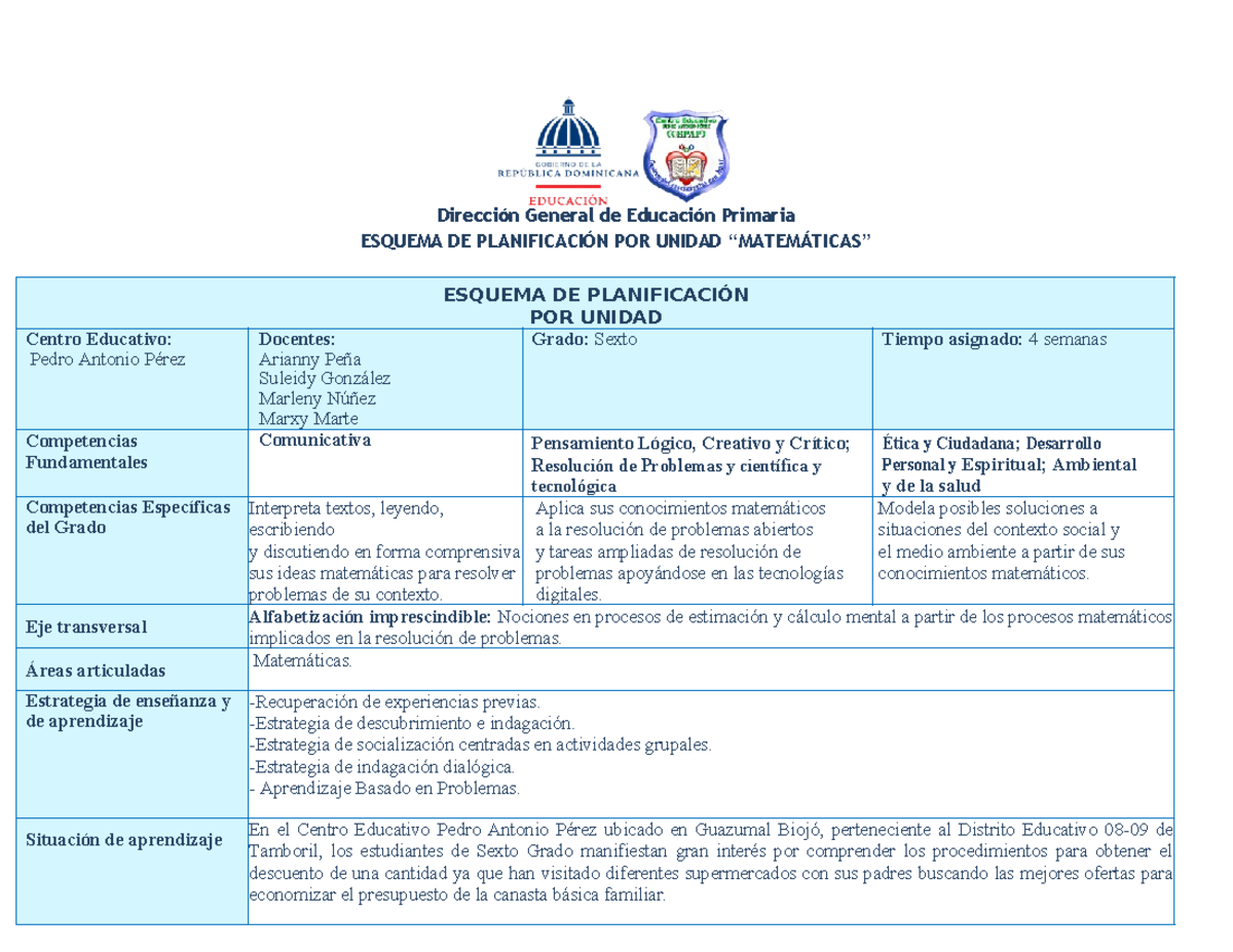 Unidad Las Razones y Proporciones de sexto grado Sexto Grado Grupo 2 ...