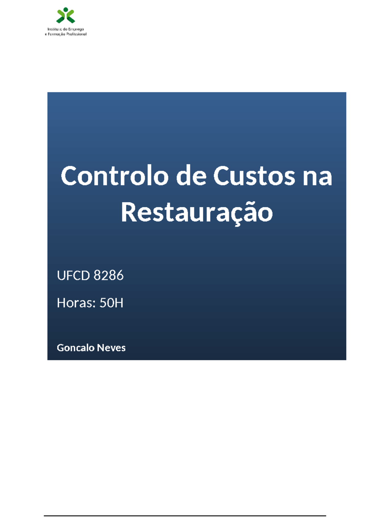Manual ufcd 8286 controlo custos na restauraao - Cópia - Controlo de ...