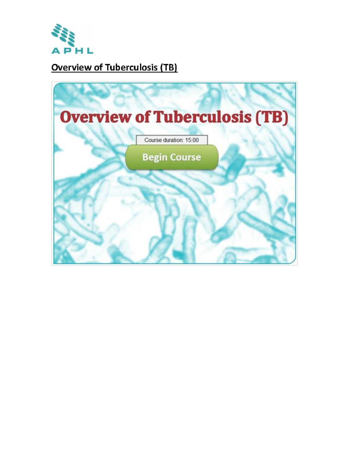 Overview of Tuberculosis-With Notes - Overview of Tuberculosis (TB) 1 ...