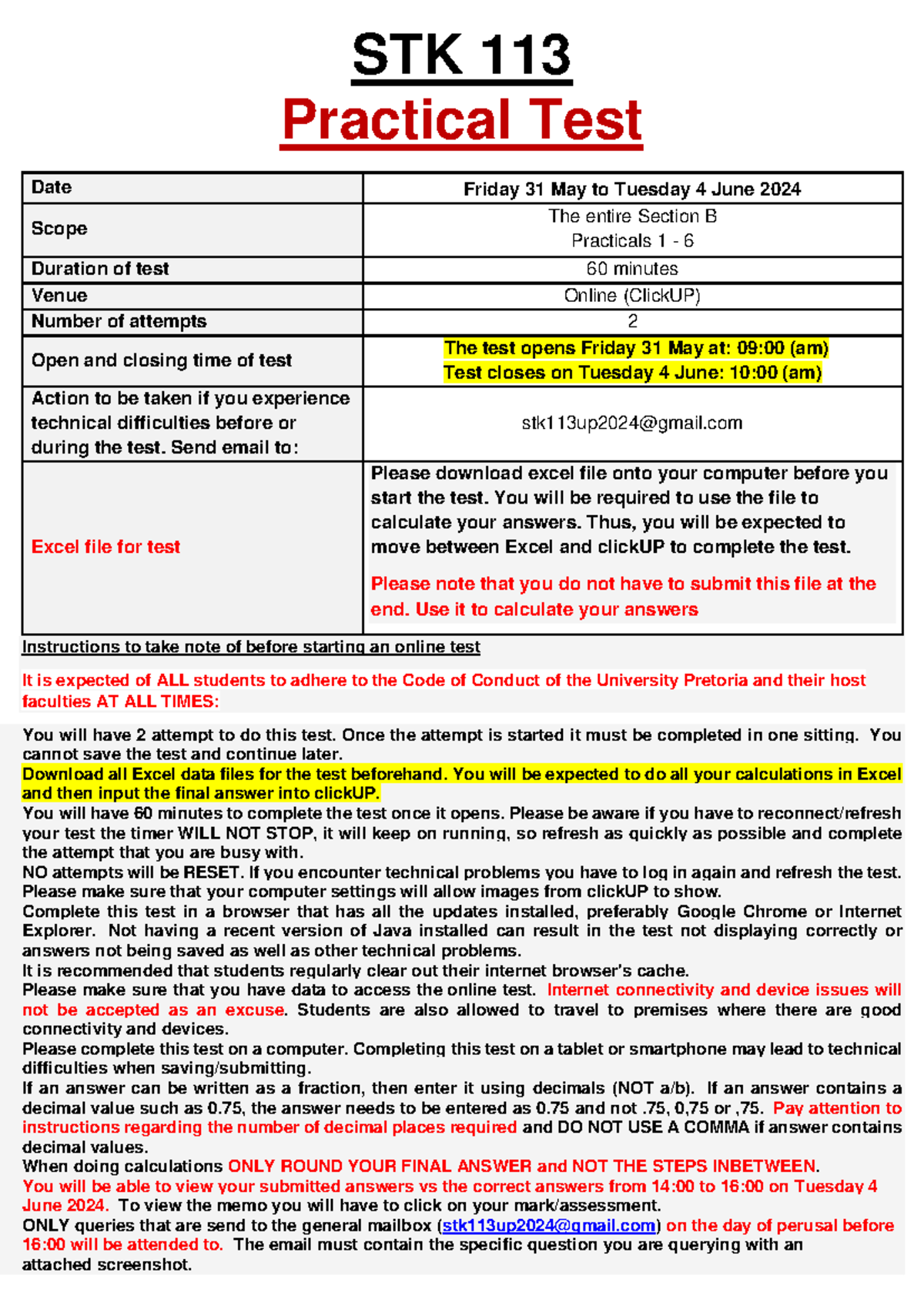 Practical Test Scope 2024 - STK 113 Practical Test Date Friday 31 May ...