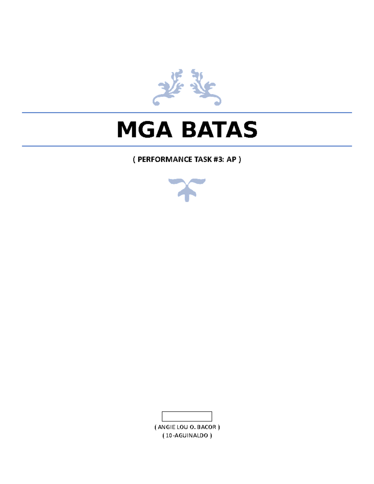 Batas - Law for different genders - MGA BATAS ( PERFORMANCE TASK #3: AP ...