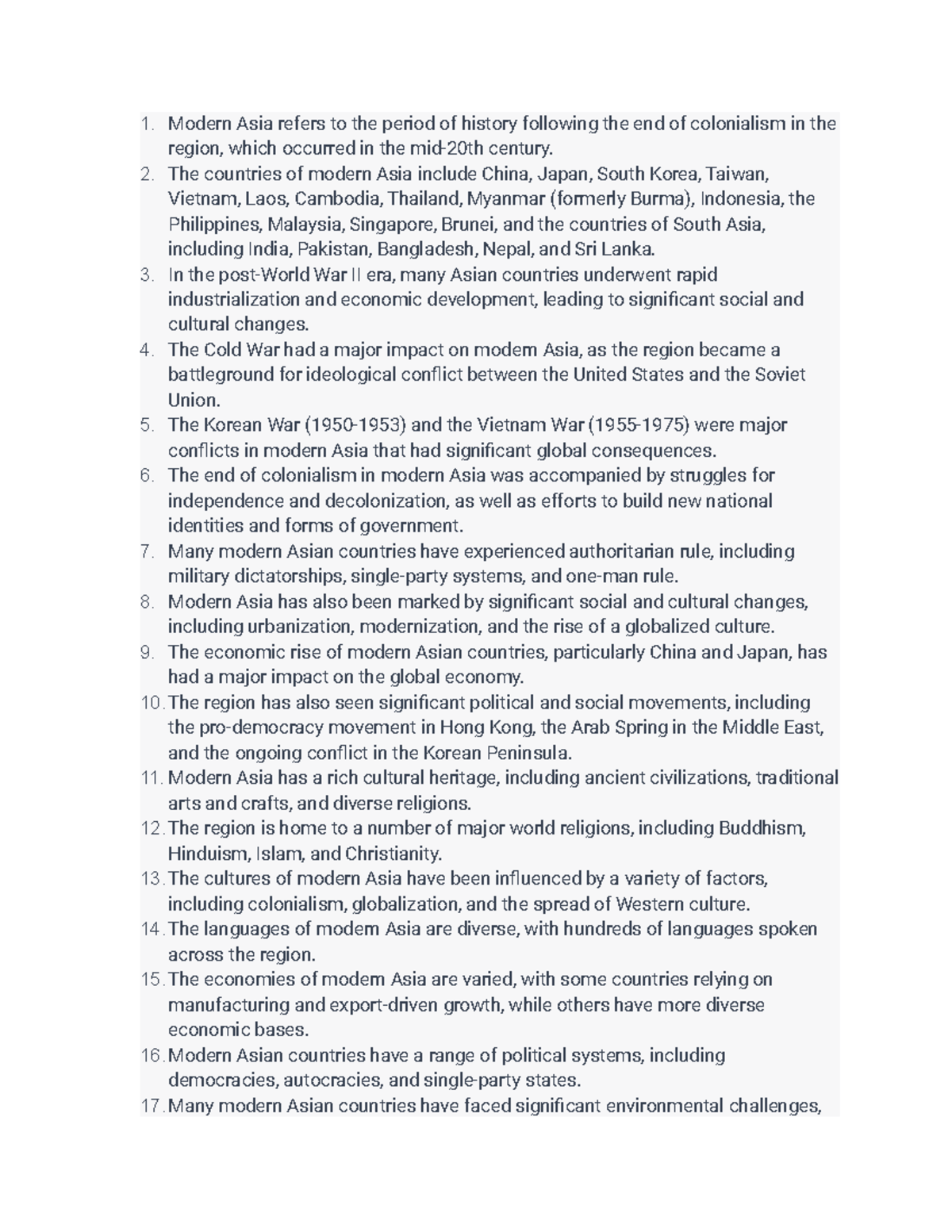 In-class notes, Ss Modern Asia - Modern Asia refers to the period of ...