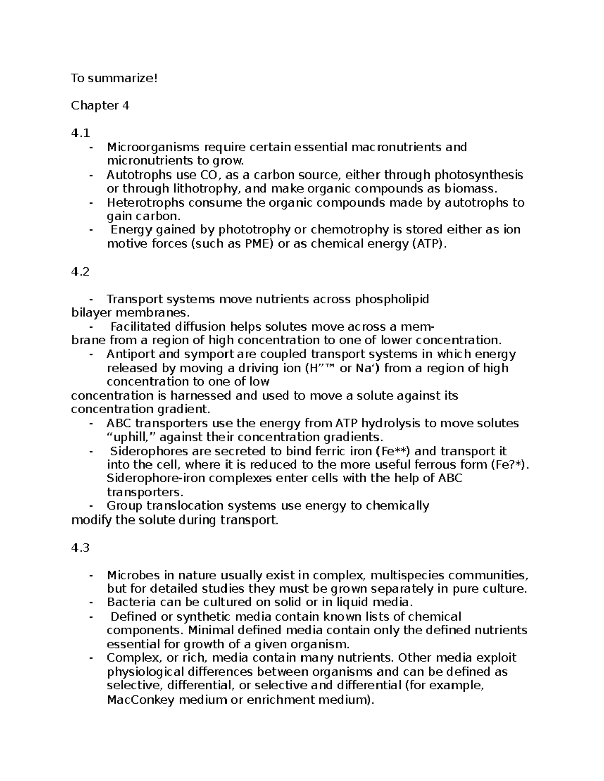 Doc5 - practice review - To summarize! Chapter 4 4. - Microorganisms ...