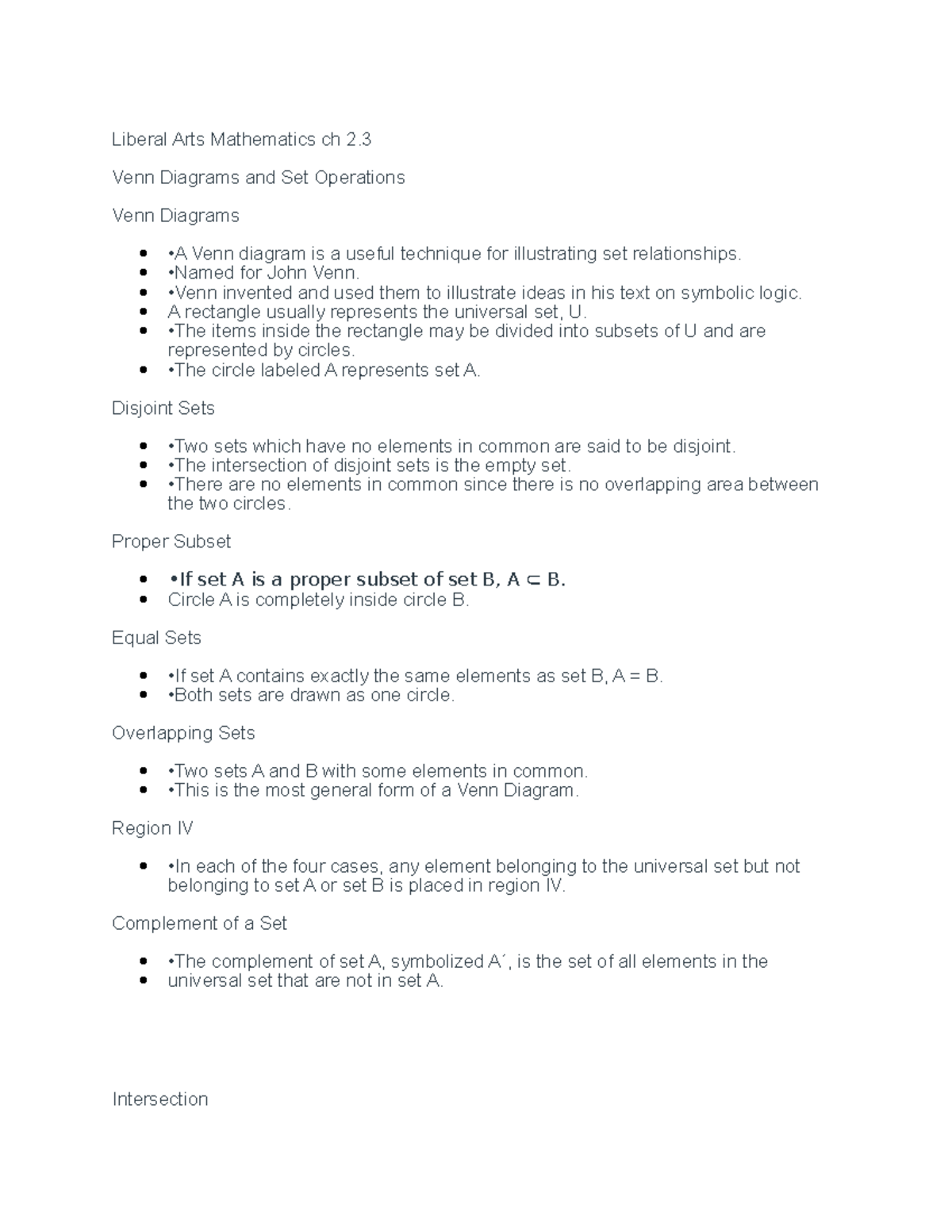 Lib Arts M notes 2 - lecture summary ch 2.3 - Liberal Arts Mathematics ...
