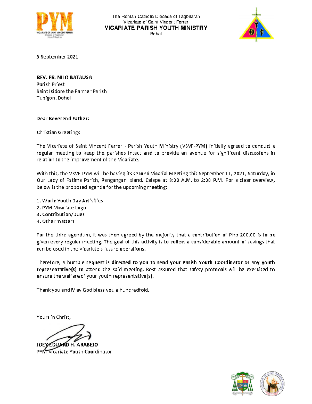 2nd pym vicariate meeting tubigon - The Roman Catholic Diocese of ...