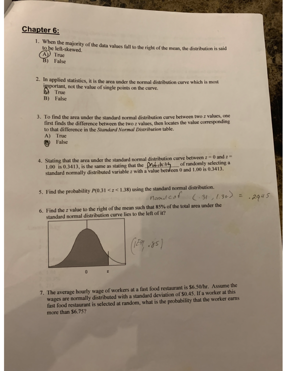 Chapter 6review and answer key - STA 2023 - Studocu