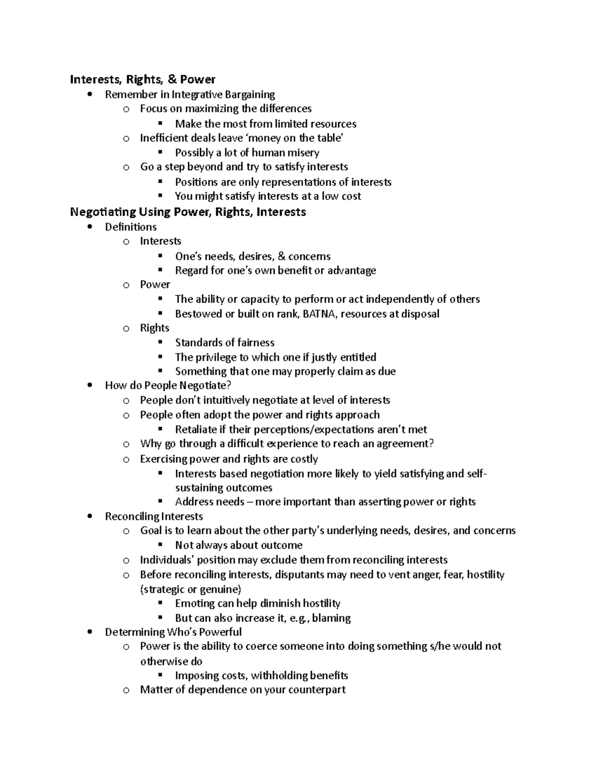 Interests, Rights, and Power - Interests, Rights, & Power Remember in ...