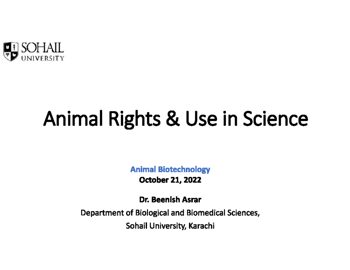 7. Animal rights - Animal Biotechnology - Studocu