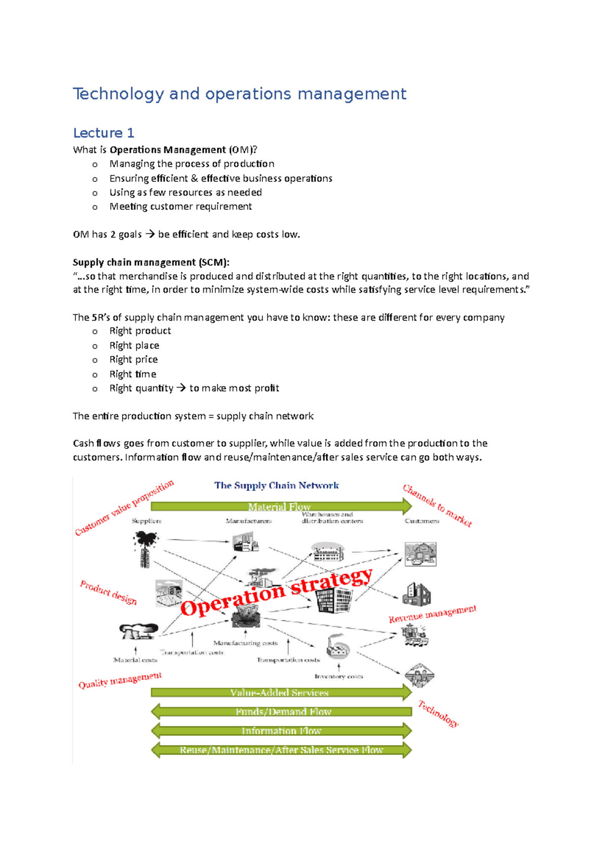 TOM lectures - Technology and operations management Lecture 1 What is Operations Management (OM ...
