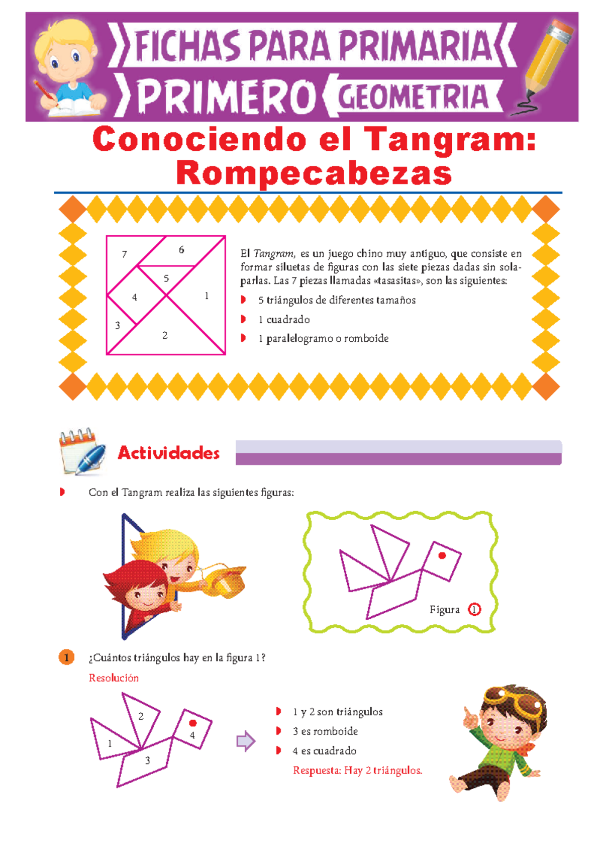 Tangram y Rompecabezas para Primero de Primaria - Actividades Figura 1 ...