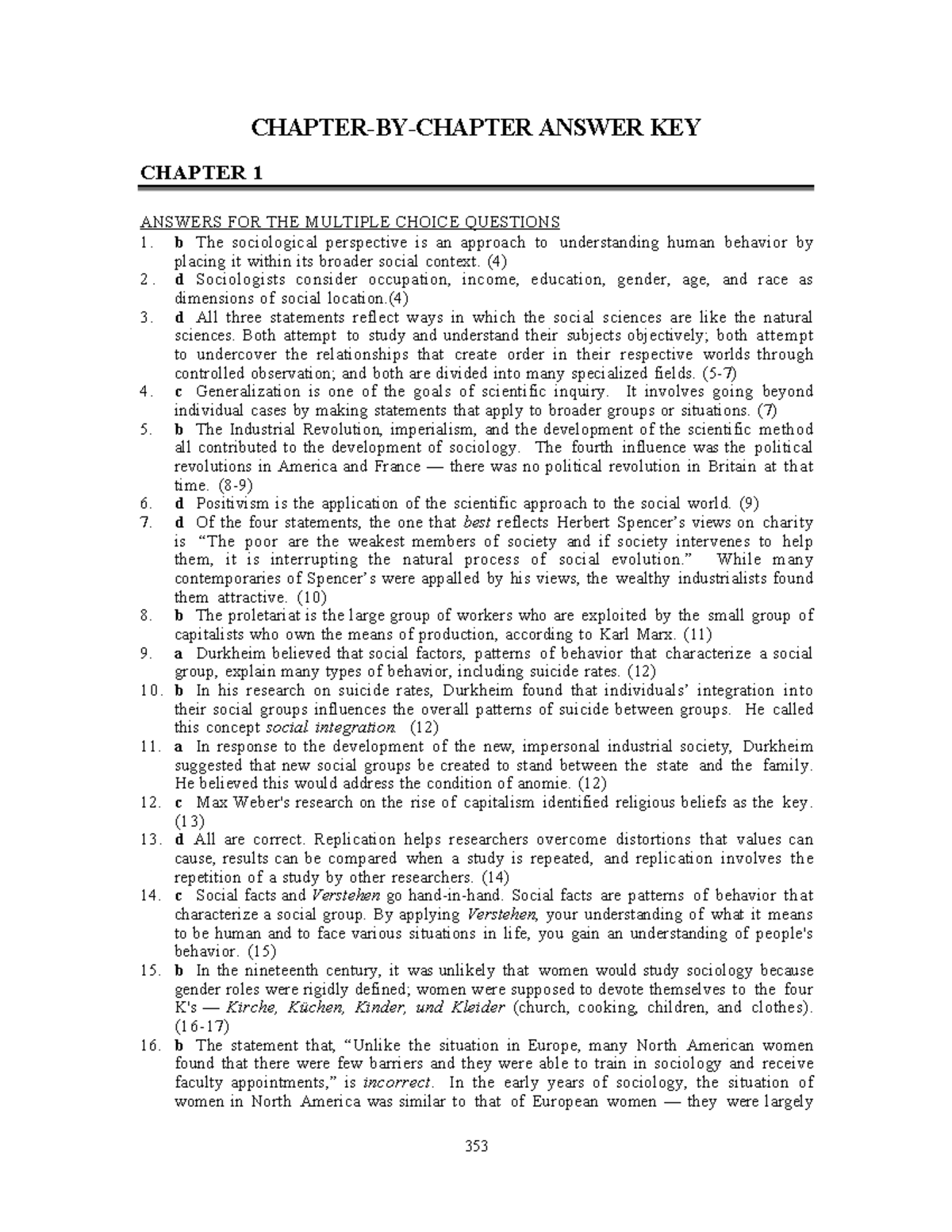 Answer Key Revised Henslin - CHAPTER 1 ANSWERS FOR THE MULTIPLE CHOICE ...