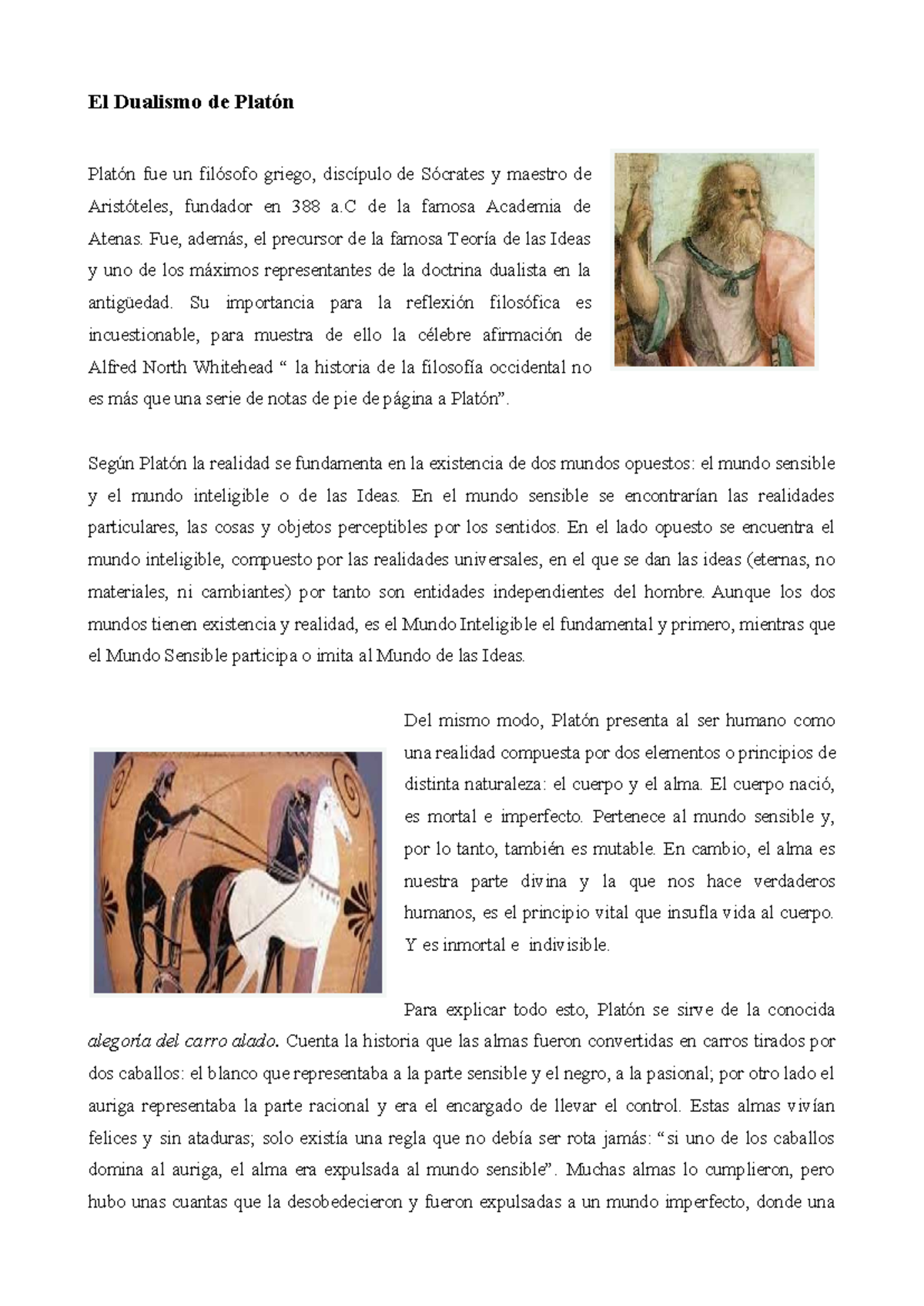 2. El dualismo platónico - El Dualismo de Platón Platón fue un filósofo ...