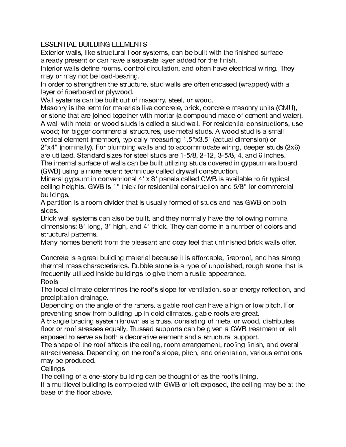 Note 20 - ESSENTIAL BUILDING ELEMENTS - ESSENTIAL BUILDING ELEMENTS ...