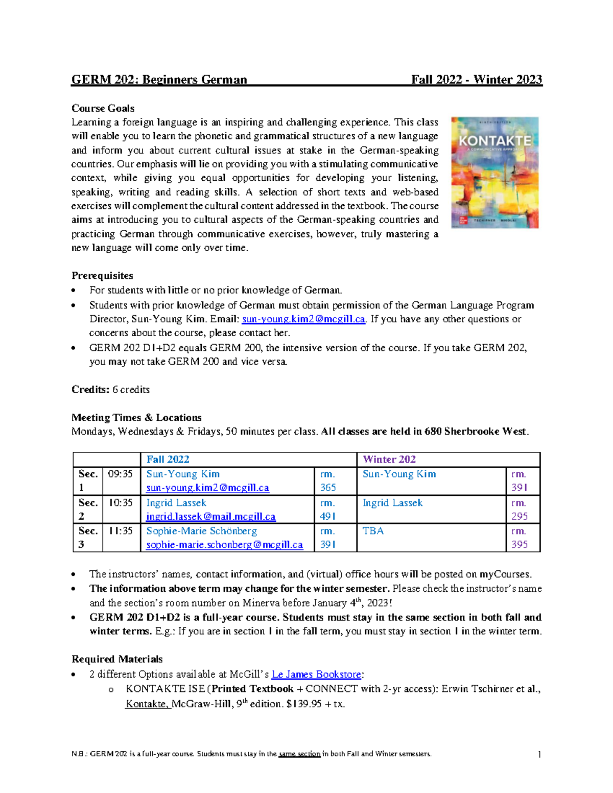 Germ 202 fall 2022 - This is the syllabus for the German intro course ...