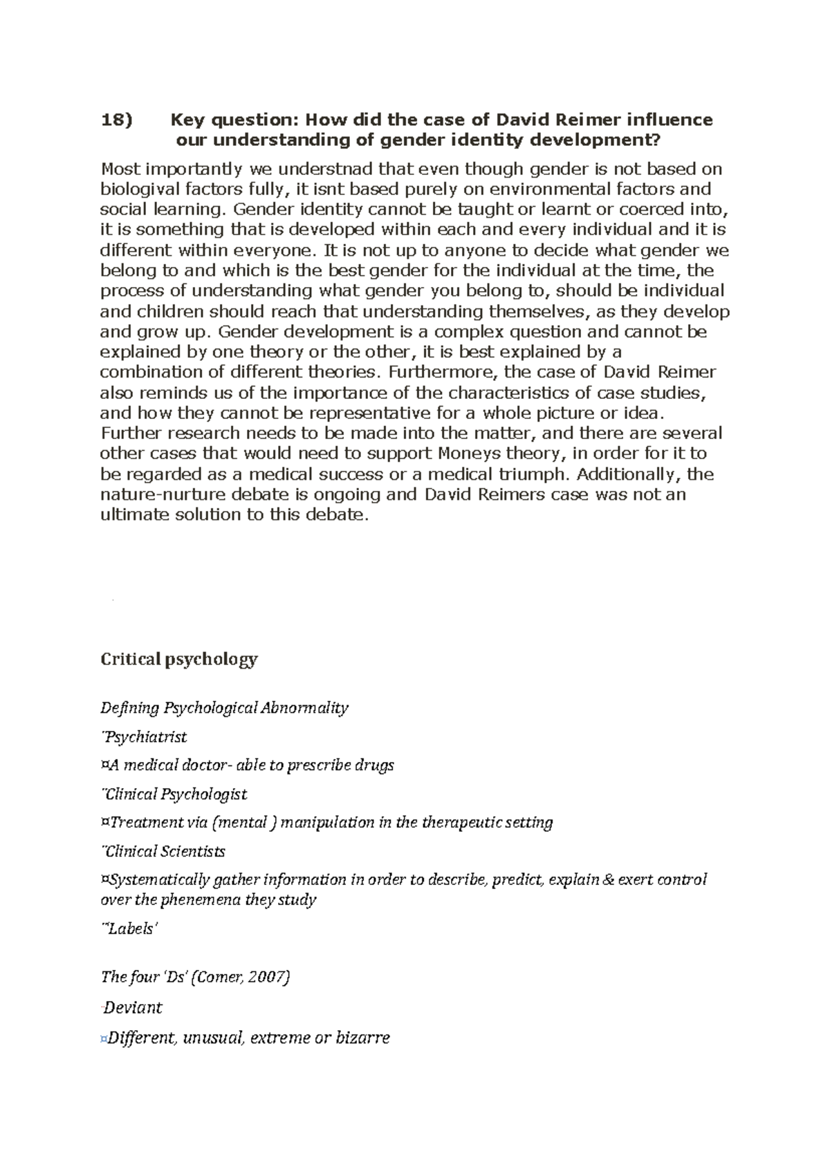 Education workshops - 18) Key question: How did the case of David ...