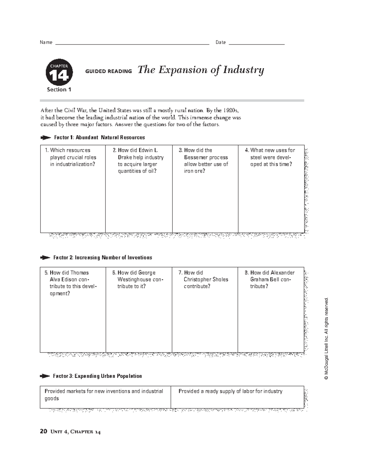 Industry revolution - work - GUIDED READING The Expansion of Industry ...
