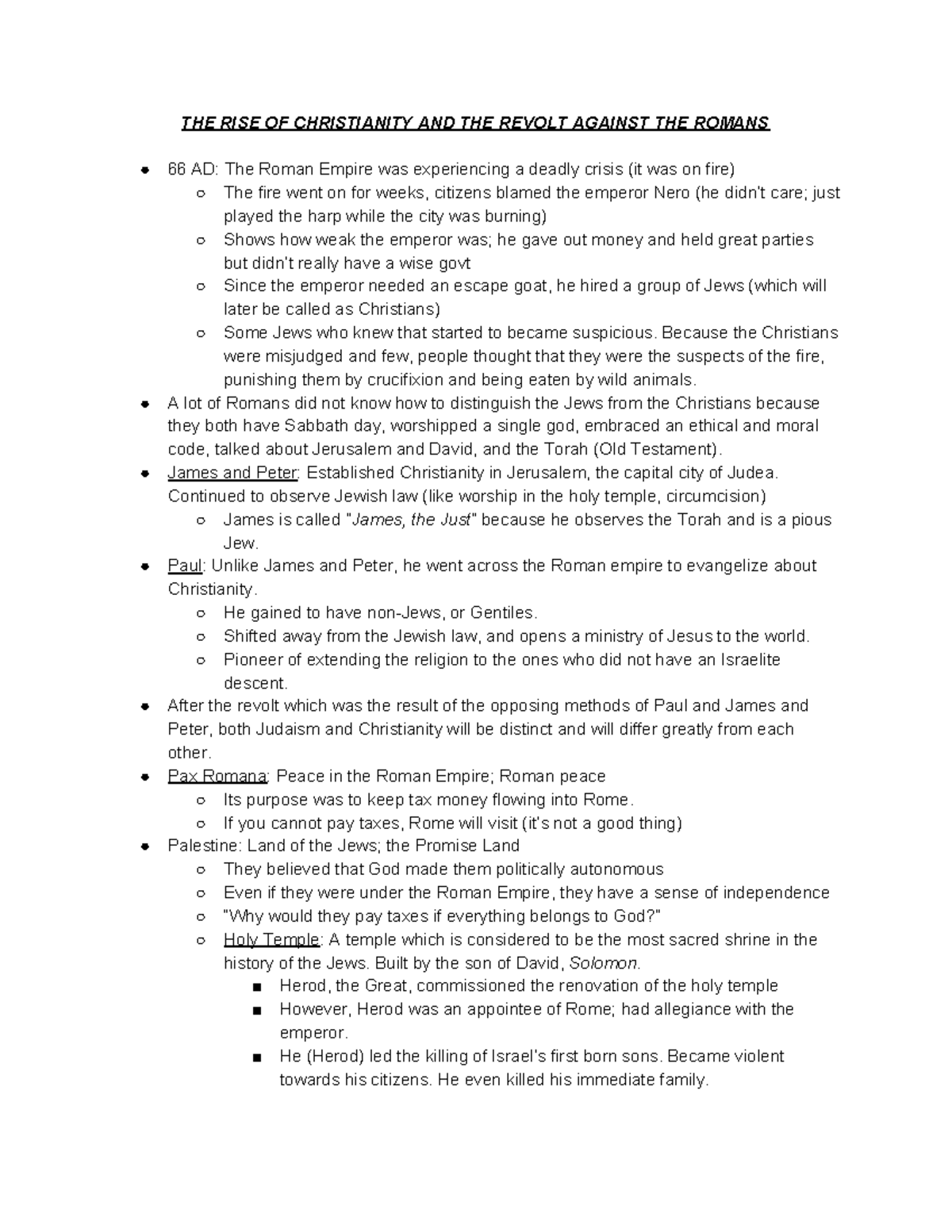 Notes ( Lcenwrd VID) - THE RISE OF CHRISTIANITY AND THE REVOLT AGAINST ...
