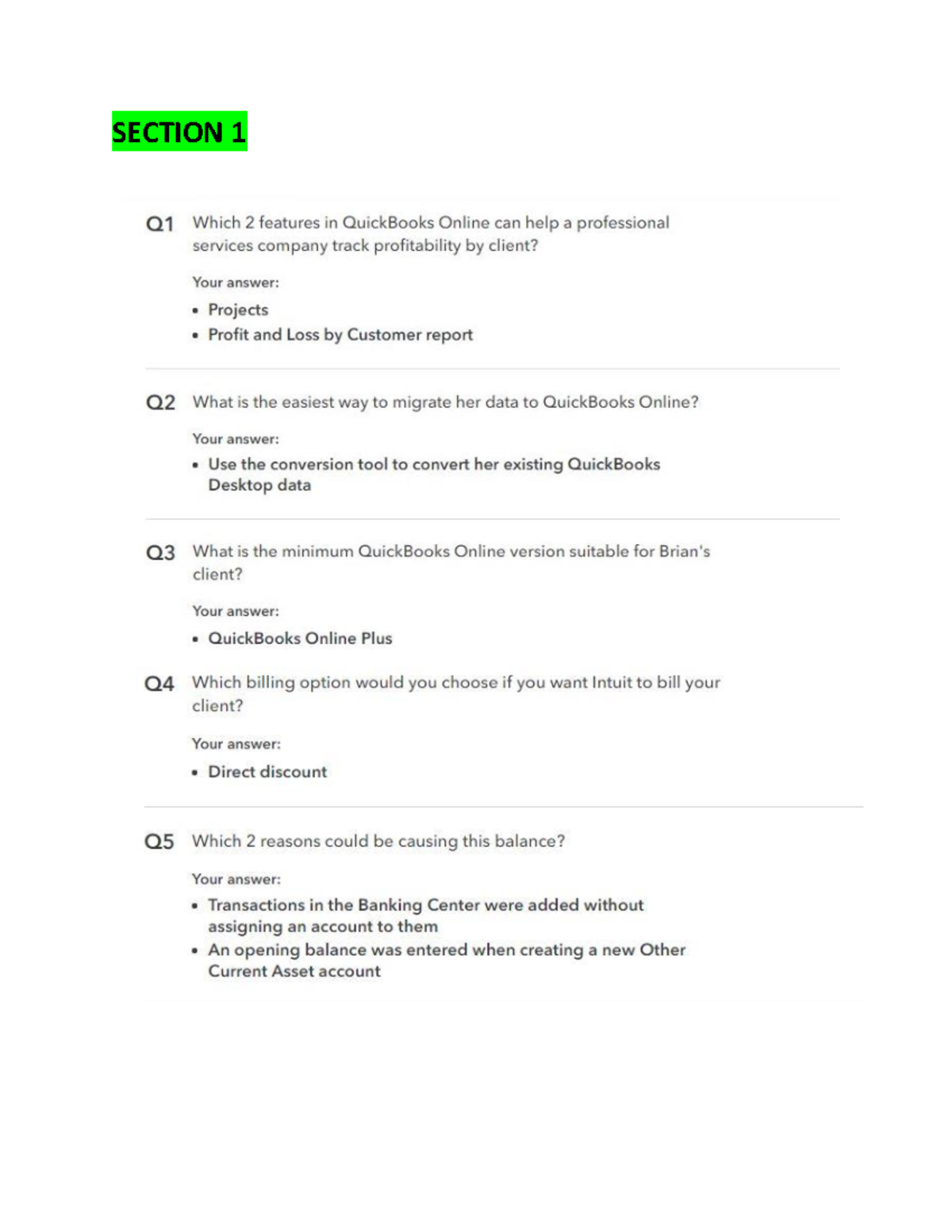 ALL Answers Section 1-5 - Financial Management - SECTION SECTION ...