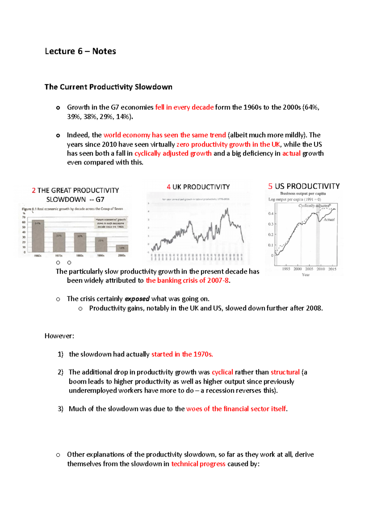 Lecture 6 – Technology and Growth - Lecture 6 – Notes The Current ...