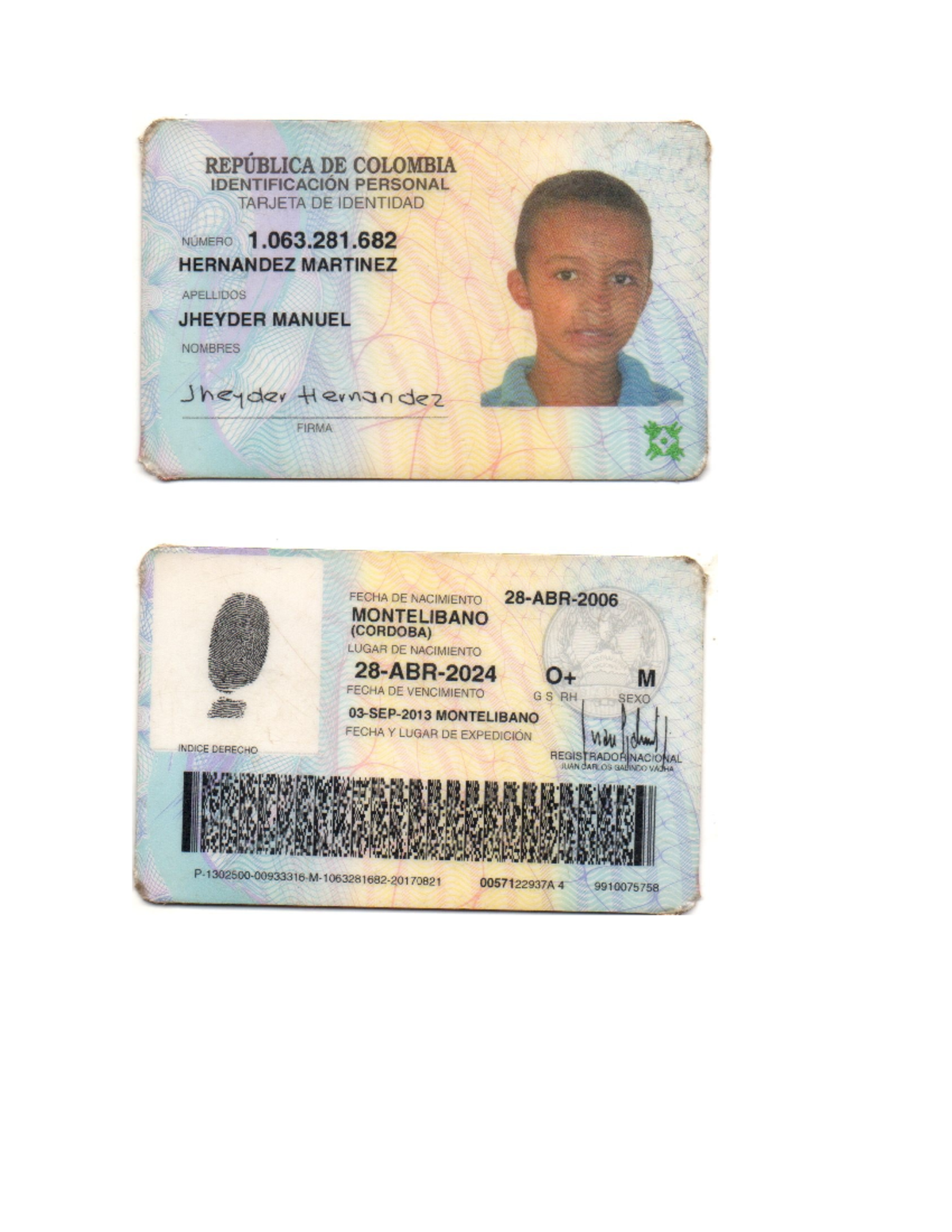 Documento A Color Jheyder - REPUBLICA DE COLOMBIA IDENTIFICACIÓN ...