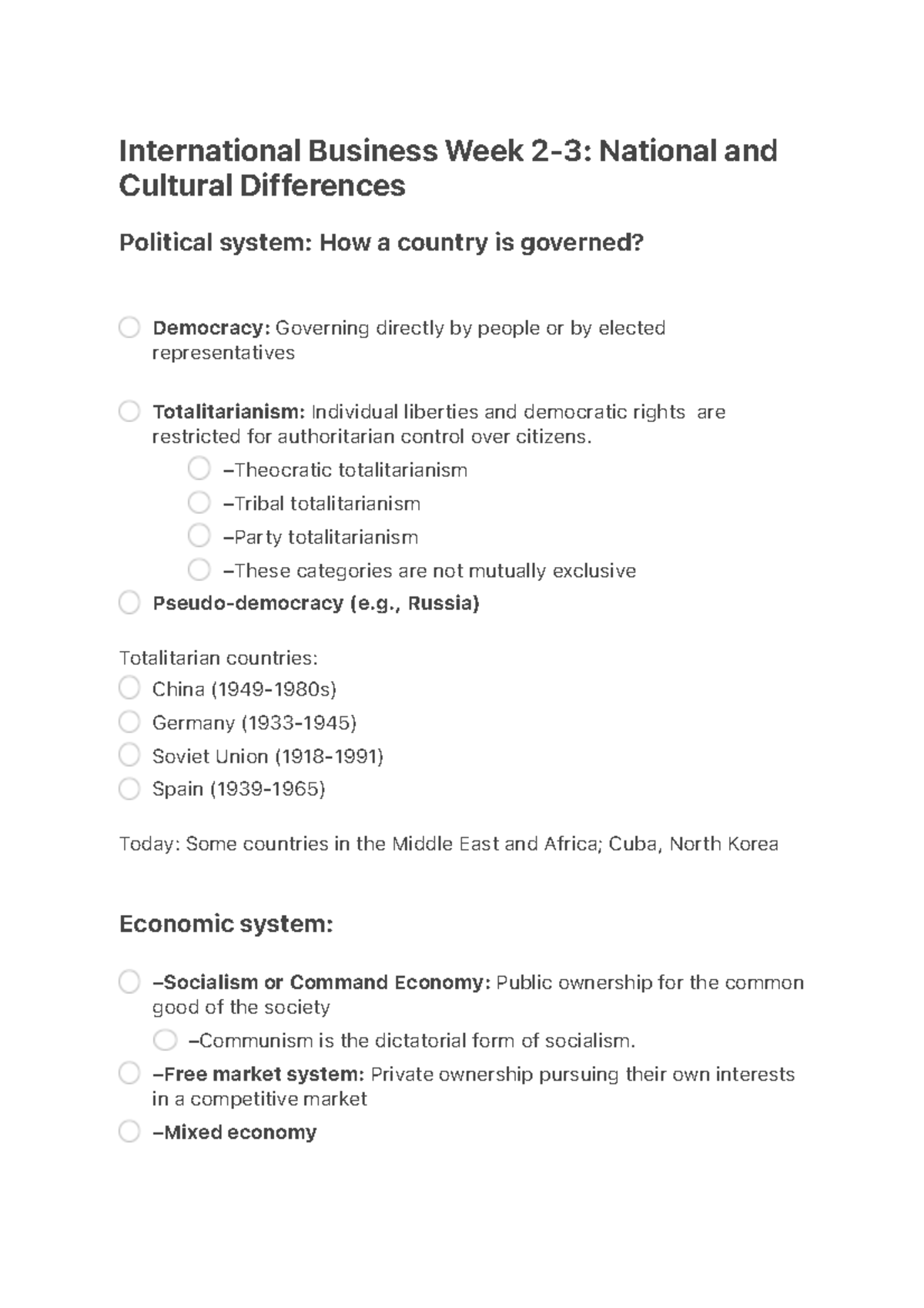 International Business Week 2-3 National and Cultural Differences ...
