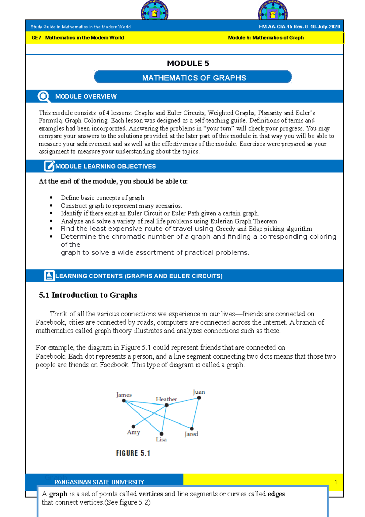 MMWModule- Elective 1Mathematics-of-Graph - MODULE 5 ####### MODULE ...