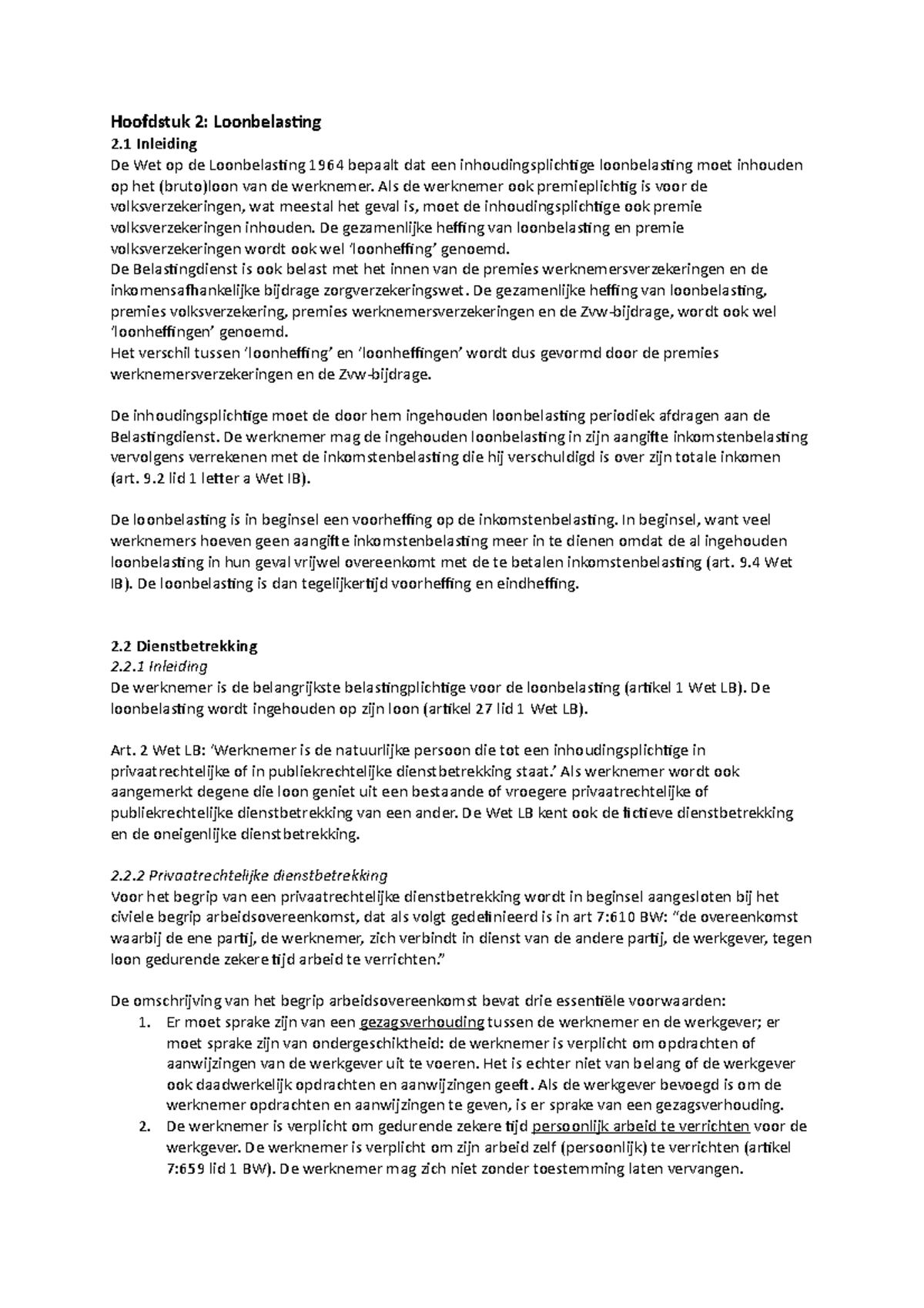 Hoofdstuk 2 Belastingrecht - Hoofdstuk 2: Loonbelasting 2 Inleiding De ...