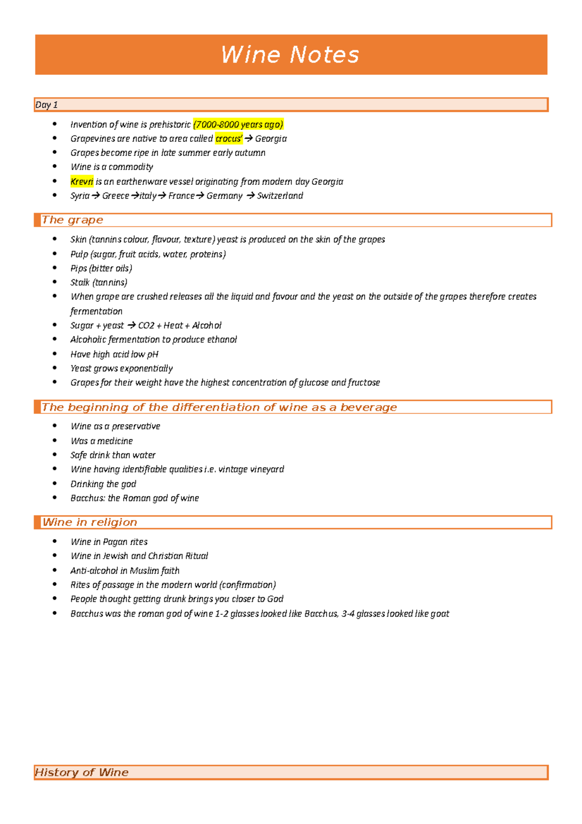 Wine Notes - Wine Notes Day 1 Invention of wine is prehistoric (7000 ...