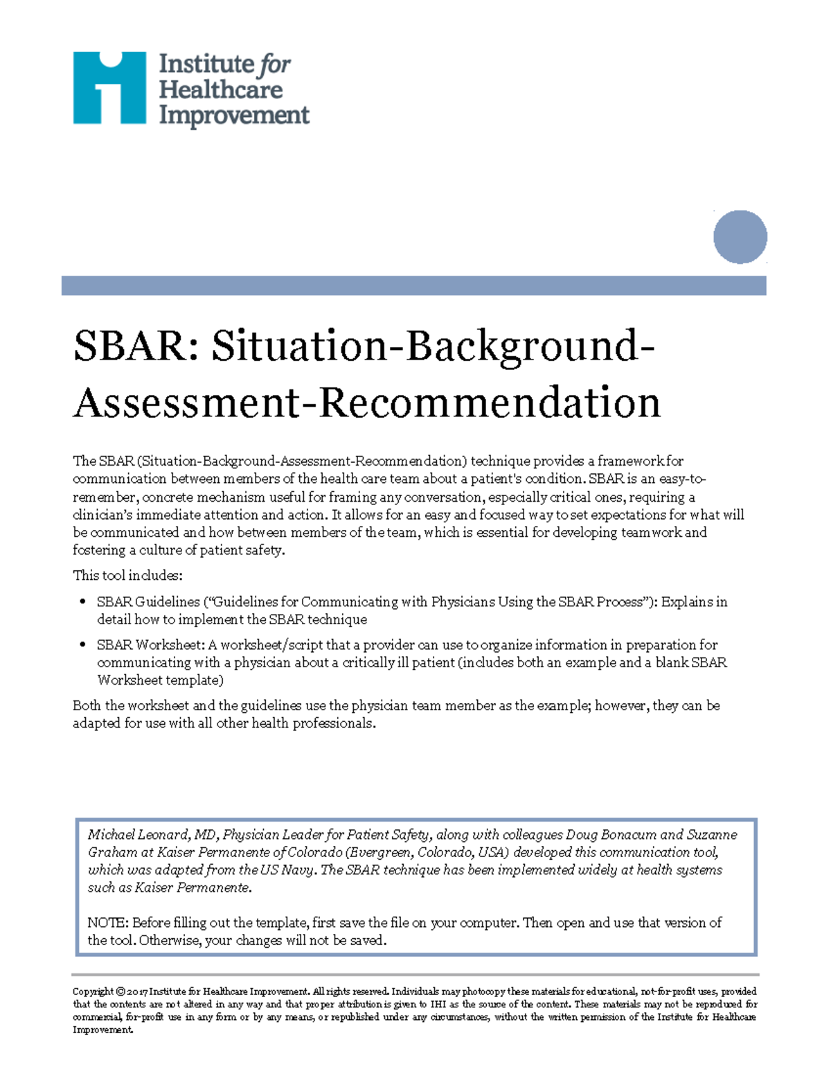 Sbar-template-04 - fghfghghjg - SBAR: Situation-Background- Assessment ...