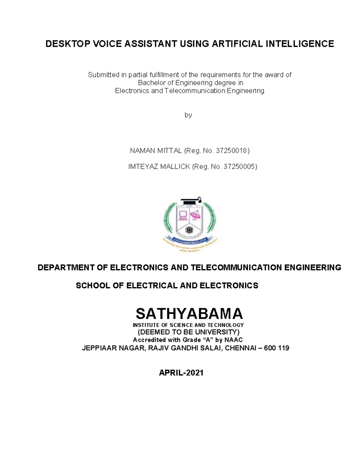 B - please - DESKTOP VOICE ASSISTANT USING ARTIFICIAL INTELLIGENCE ...