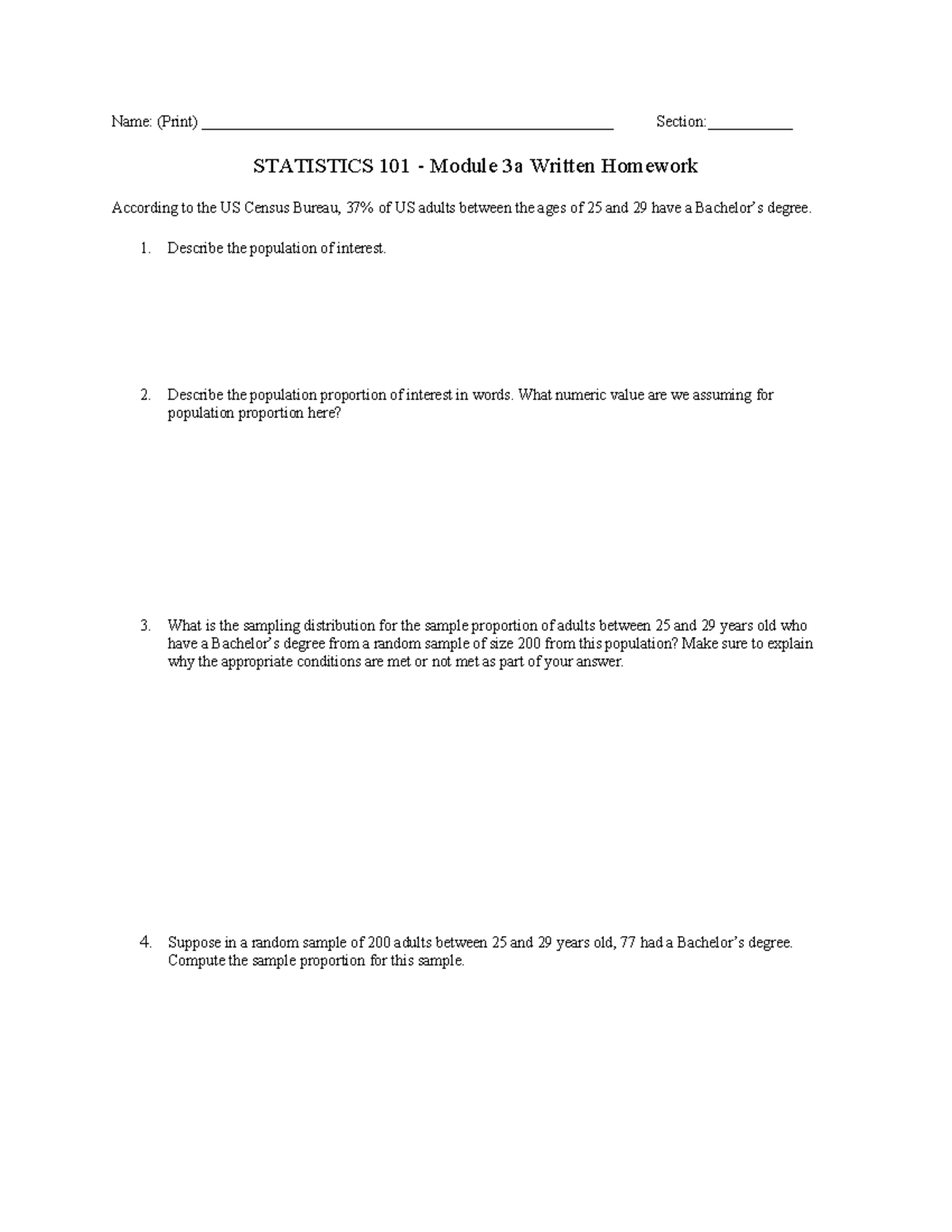 3a homework - Name: (Print ...