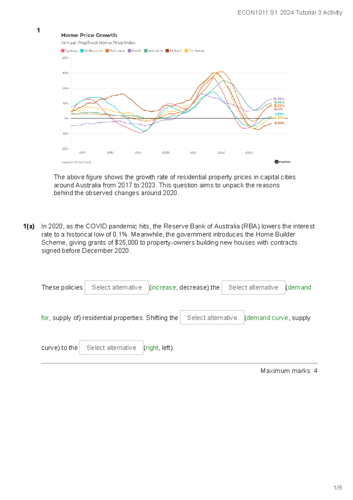 ECON1011 Tutorial 3 Answers - 1(a) In 2020, as the COVID pandemic hits ...