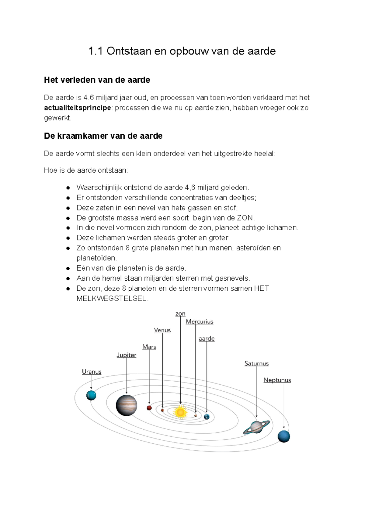 Systeem Aarde H1 - 1 Ontstaan en opbouw van de aarde Het verleden van ...