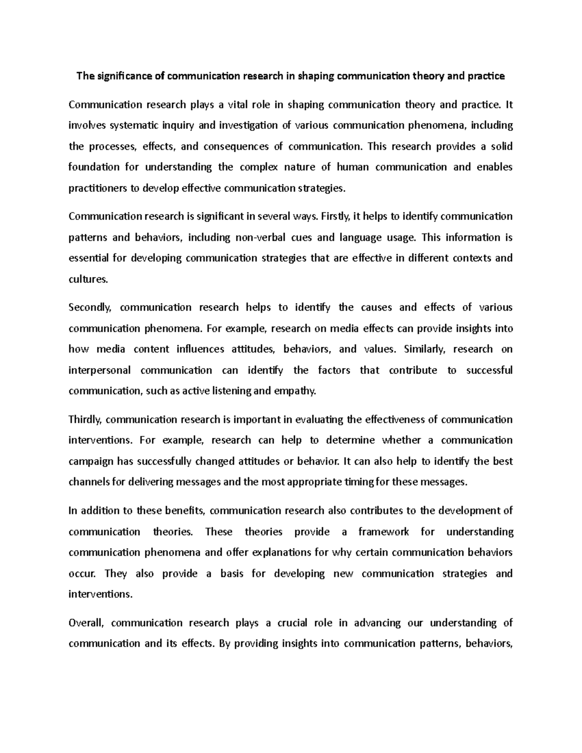 NC Advanced Communication Skills - The significance of communication ...