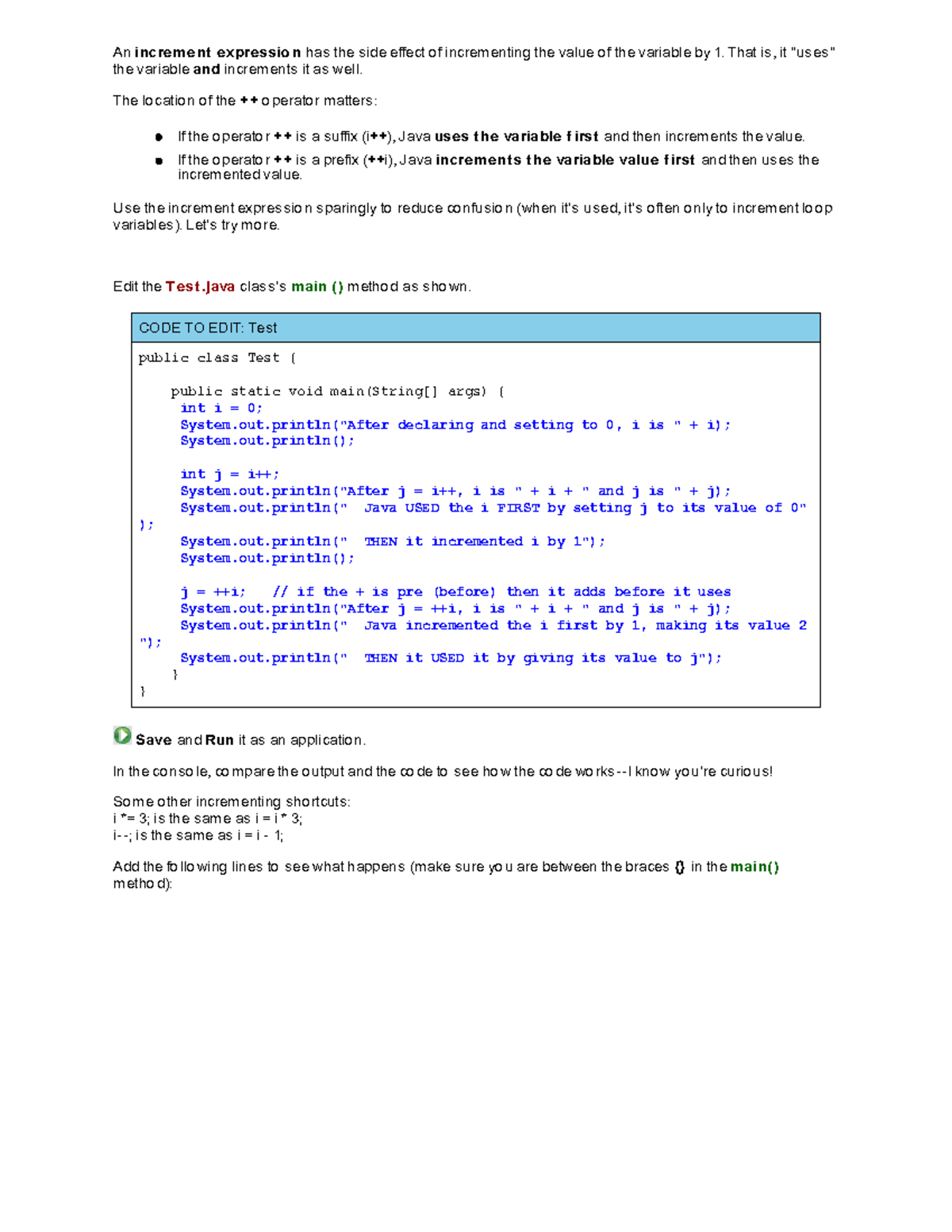The Java Programming Language An Incre M E Nt E Xpre Ssio N Has The Side Effect O F