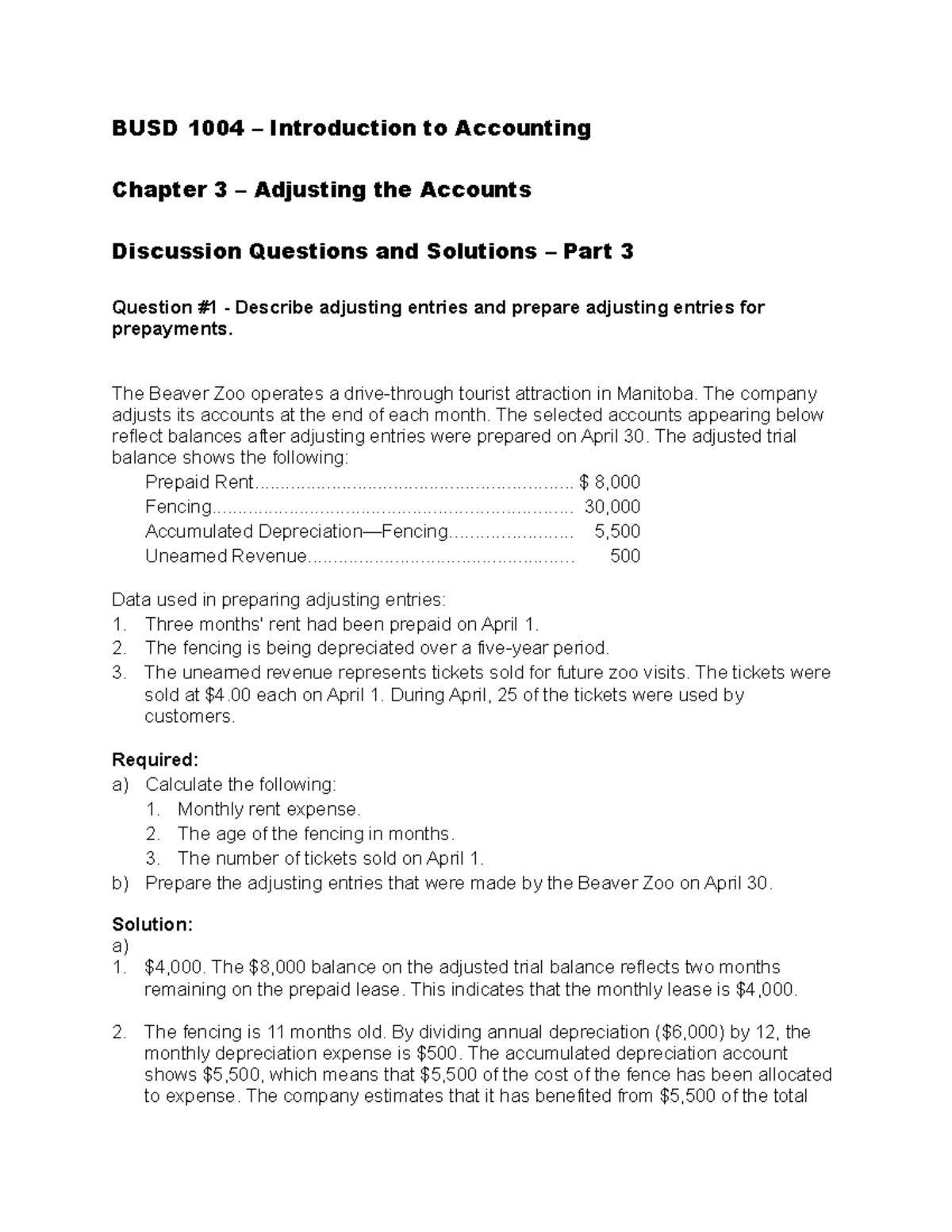 Chapter 3 - Discussion Questions and Solutions - Part 3 - BUSD 1004 ...