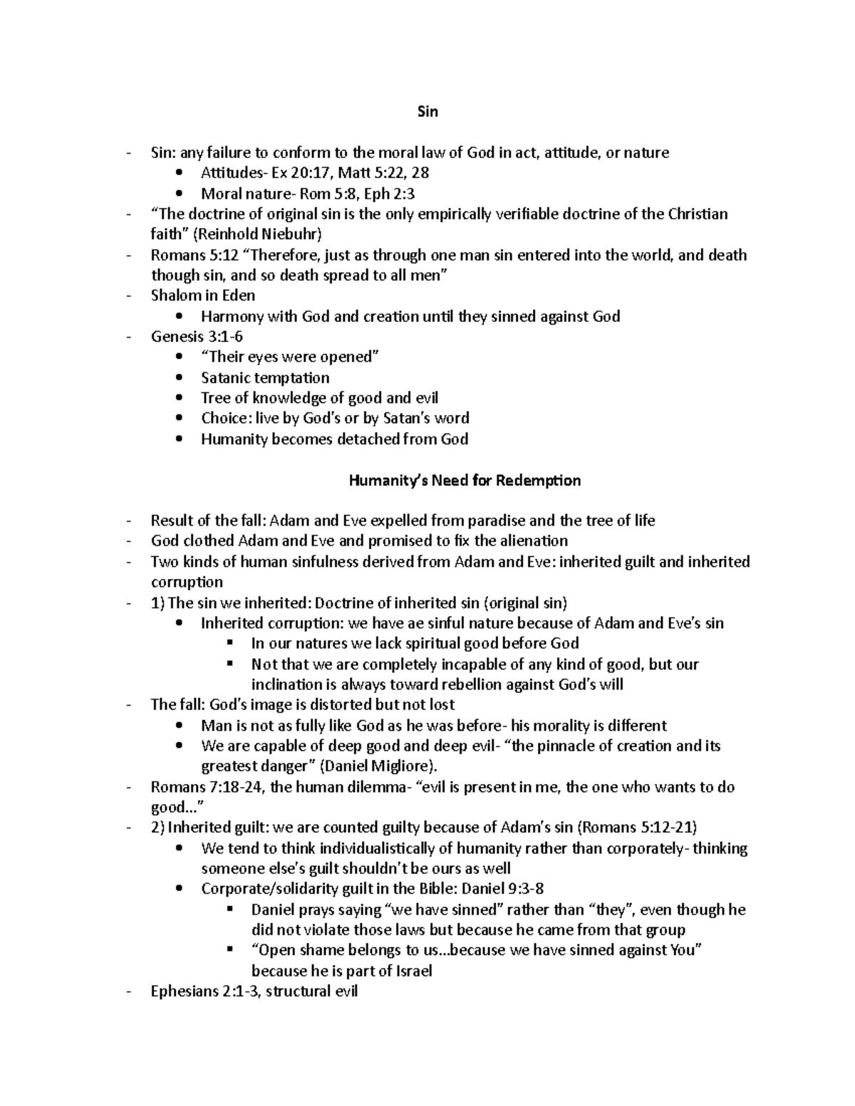 Christian Faith- Sin and Humanity's Need for Redemption - Sin Sin: any ...