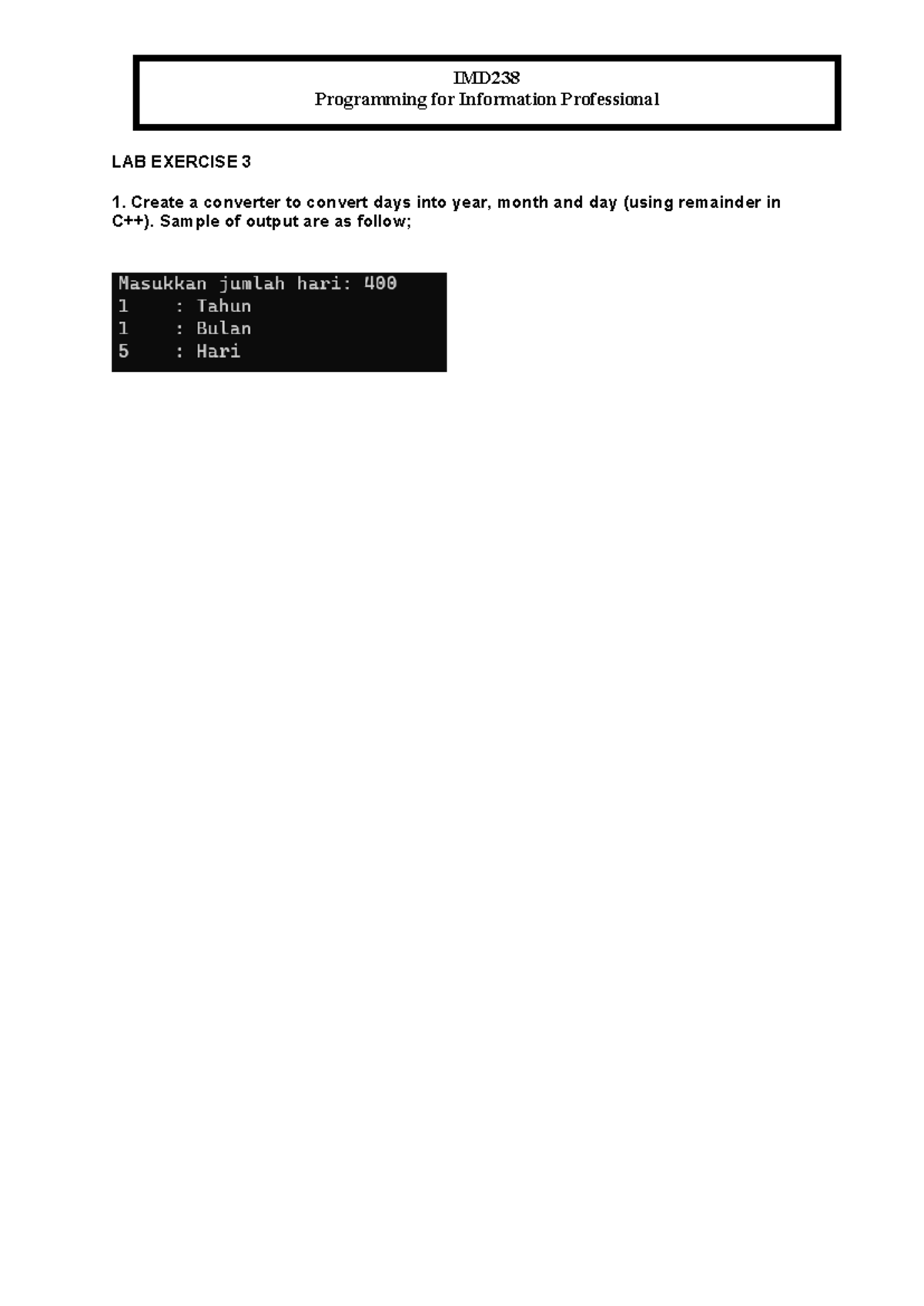 LAB Exercise 3 Question - information management - LAB EXERCISE 3 1. Create a converter to ...