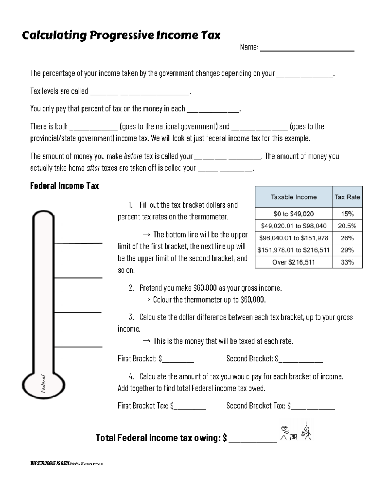 Calculating Income Tax-1 - Calculating Progressive Income Tax Name ...