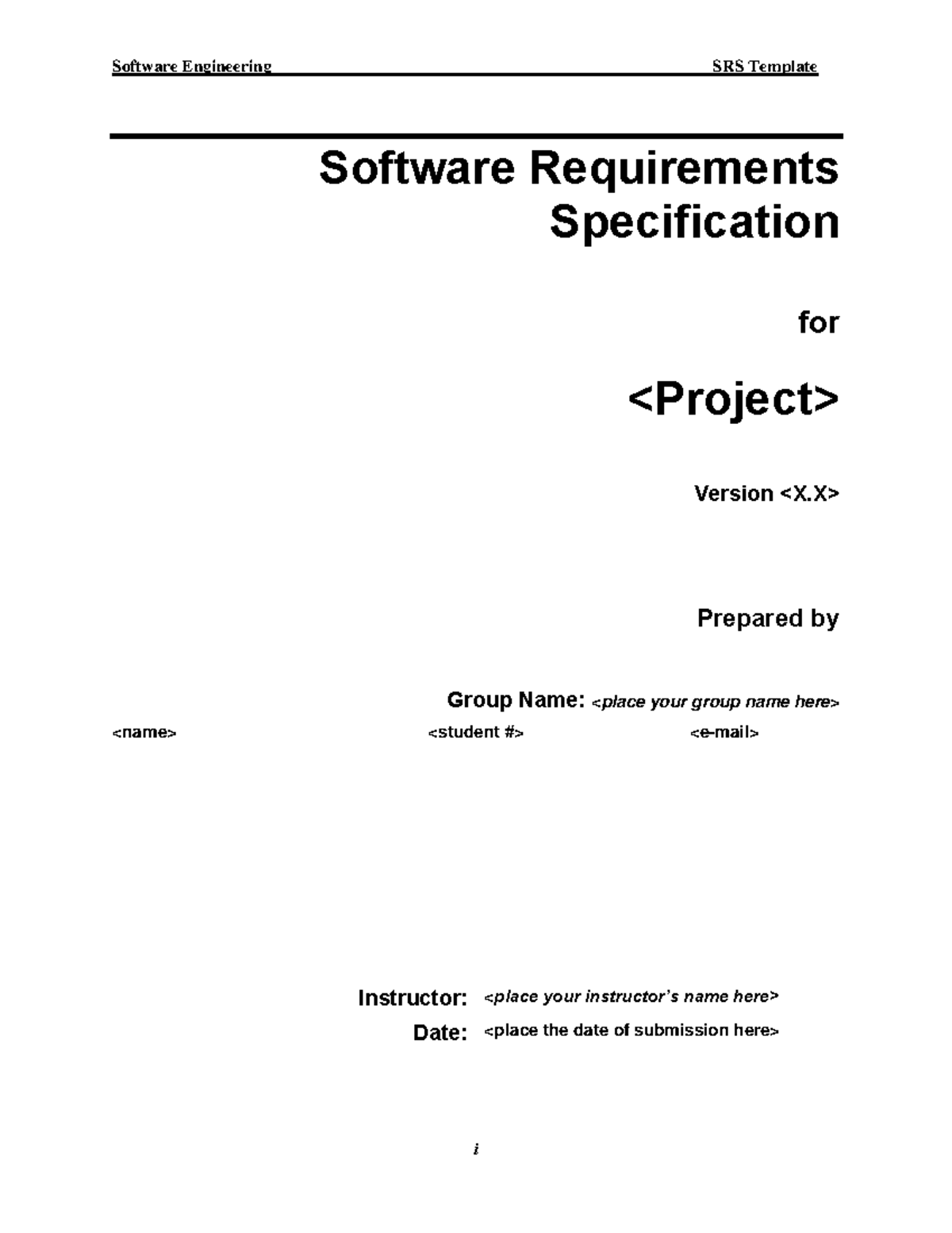 Template SRS - Nothing - Software Engineering SRS Template i Software ...