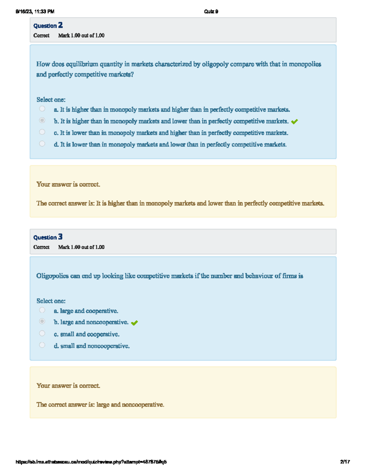 Quiz 9 - Quiz 9 - Econ 247 - Studocu
